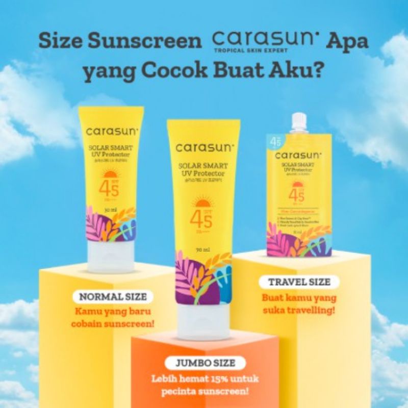 Jual CARASUN SOLAR SMART UV PROTECTOR SPF 45 8ml/30ml/70ml / CARASUN SUNSCREEN | Shopee Indonesia