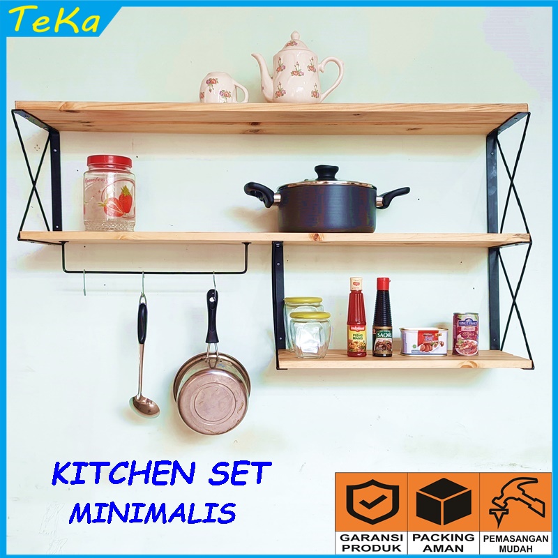 Jual Rak dinding dapur kitchen set minimalis ambalan buku industrial ...