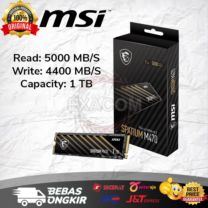 Jual SSD MSI Spatium M470 Gen 4x4 PCIE 4.0 NVME M.2 1TB | Shopee Indonesia