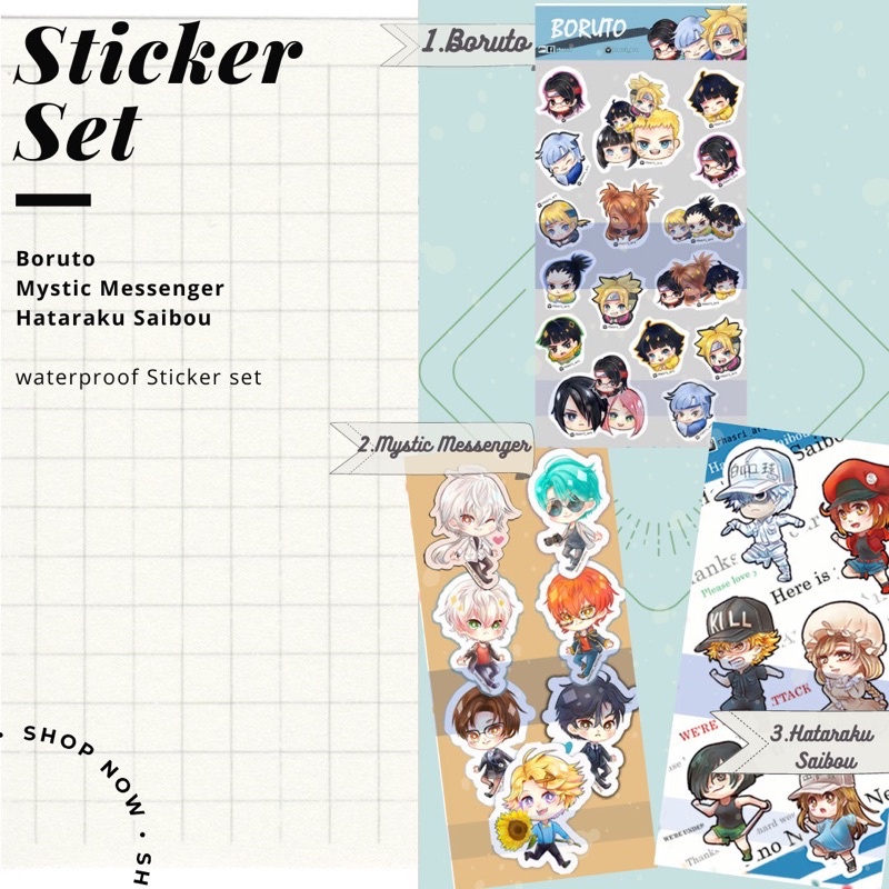 Jual Sticker Set Boruto Sticker anime set boruto hataraku saibou mystic ...