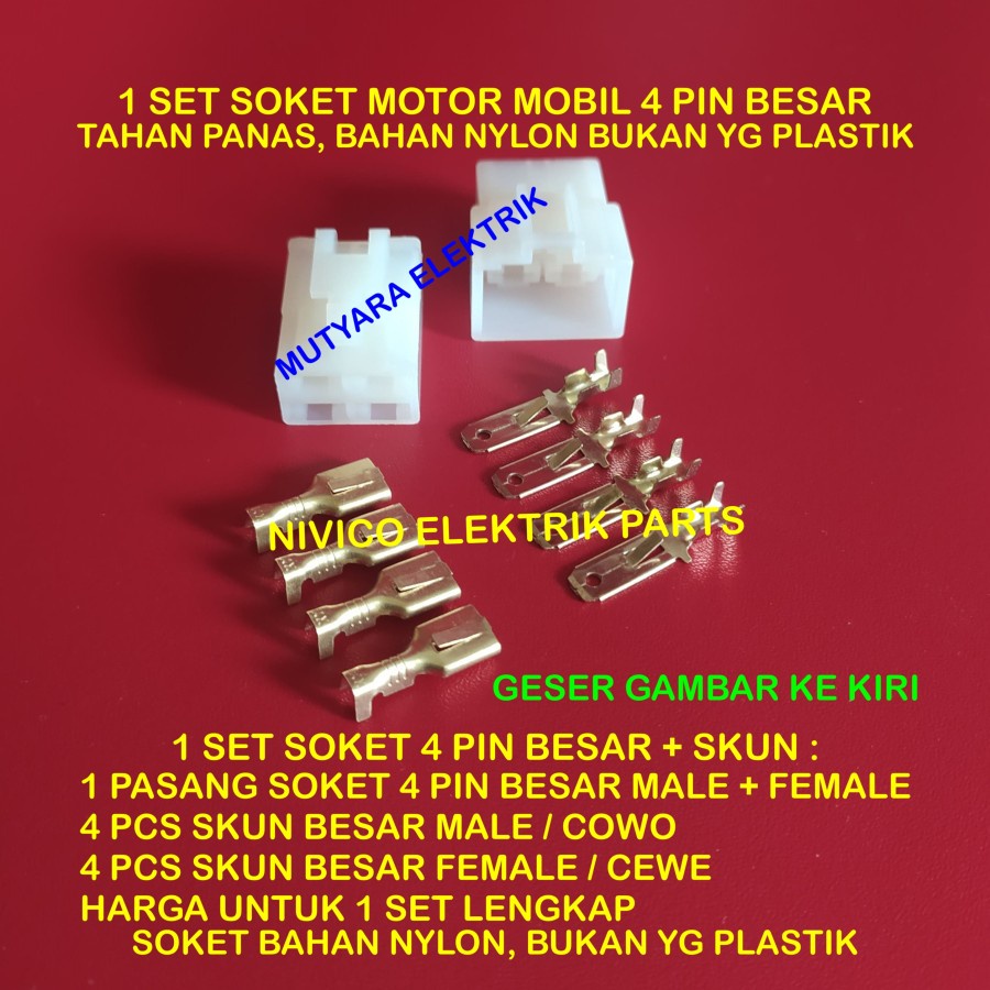 Jual SOKET BESAR 4 PIN NYLON + SKUN/ SOKET KABEL 4 PIN BESAR NYLON ...