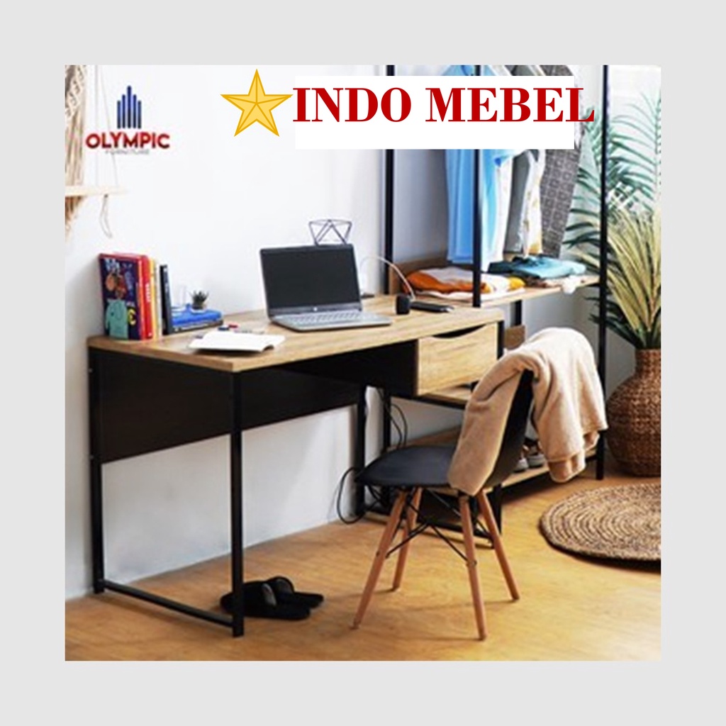Jual Meja Tulis Kerja Kantor / Belajar + Colokan MT HICKORY Olympic ...