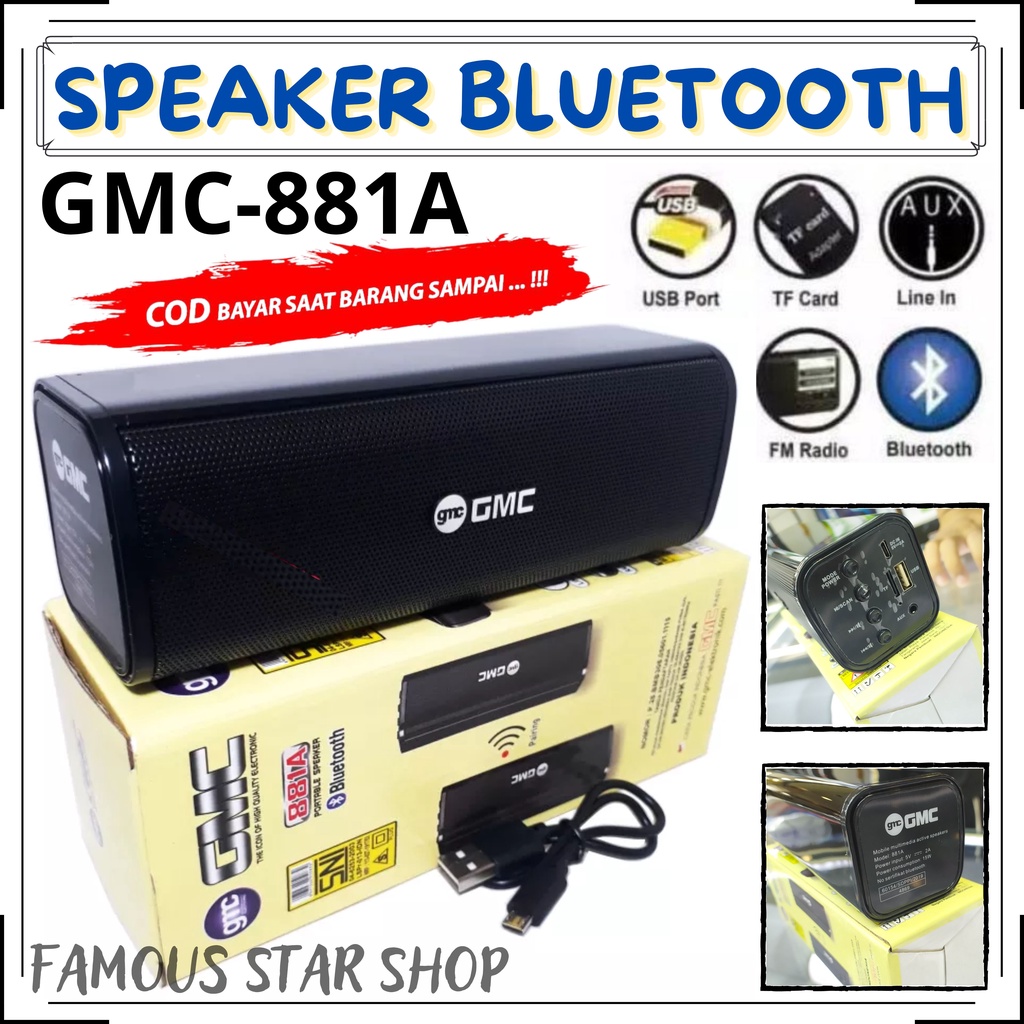 Jual Speaker Bluetooth Mini GMC 881A Speaker Portable USB Memory Radio GMC 881A Speaker ...