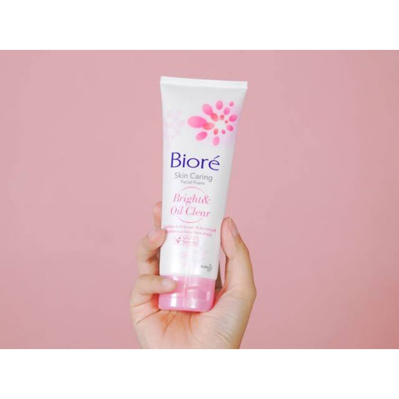 Jual BIORE SKIN CARING FACIAL FOAM Bright & Oil CLEAR PINK 100 gr ...