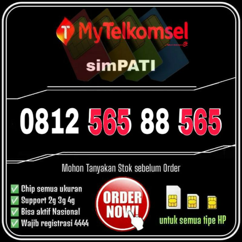 Jual nomor cantik simpati 565 / nomor cantik telkomsel / kartu perdana simpati telkomsel 4g ...
