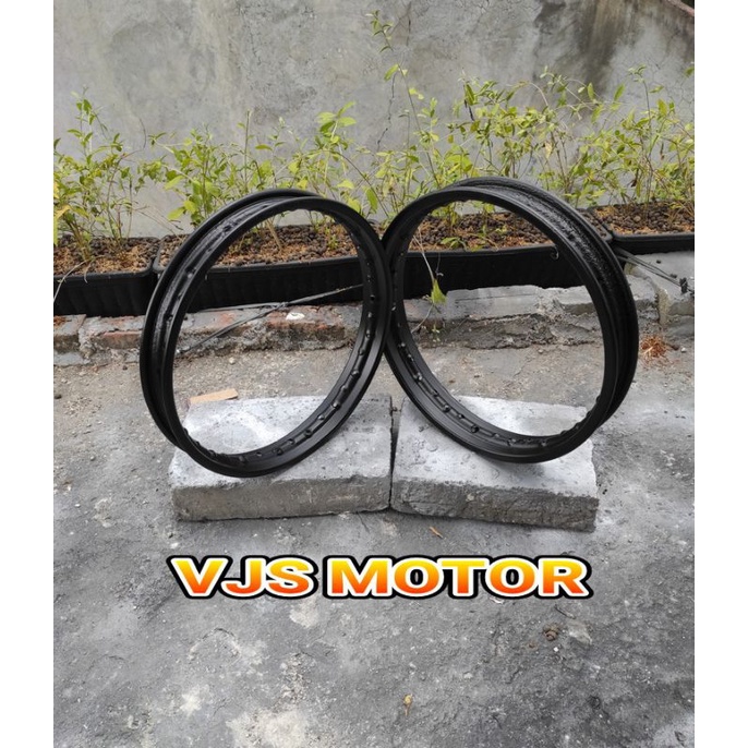 Jual Roda Velg daun lingkaran pelek jari besi hitam Ring 14 set depan ...
