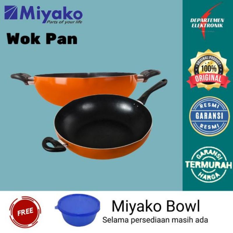 Jual Cookware WOK Pan/Wajan Miyako Non Stick 30CM, 34CM | Shopee Indonesia