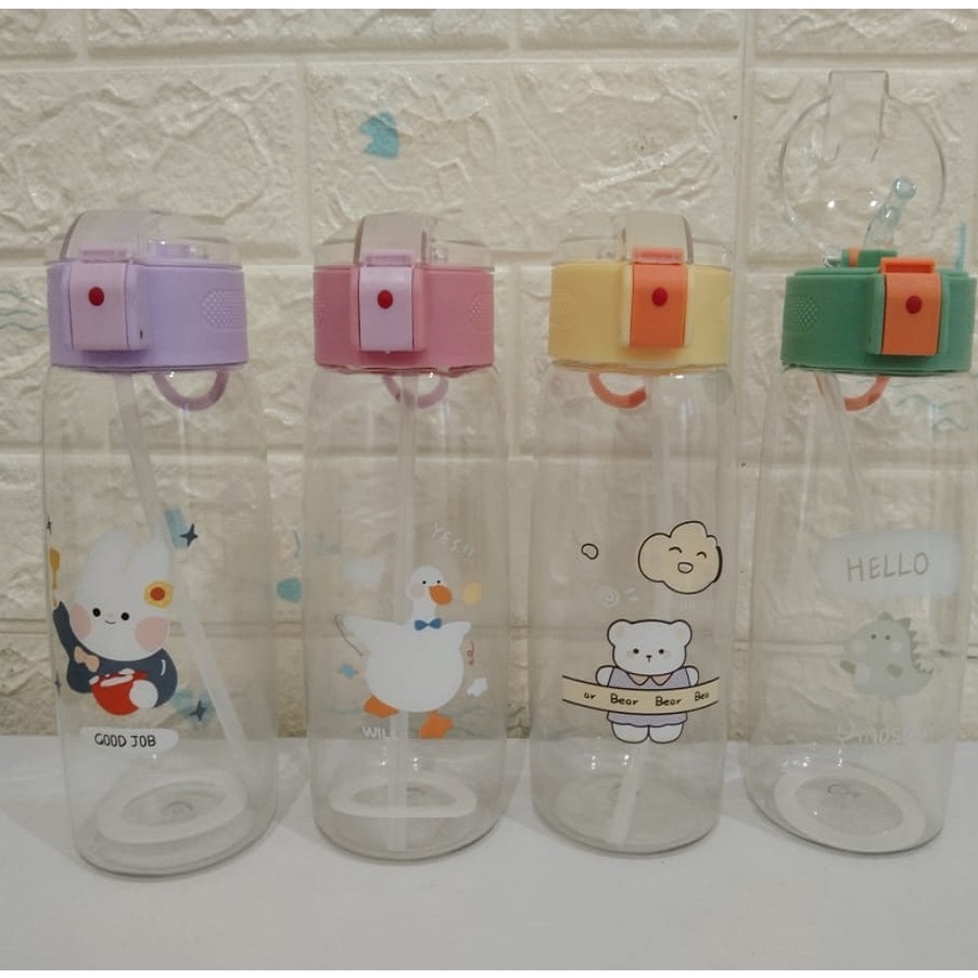 Jual Botol Minum Anak Transparan Sedotan Transparan 700ml. | Shopee ...
