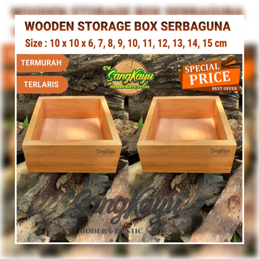 Jual SangKayu Wooden Storage Box 10x10x5 cm Full Kayu Kotak Penyimpanan ...