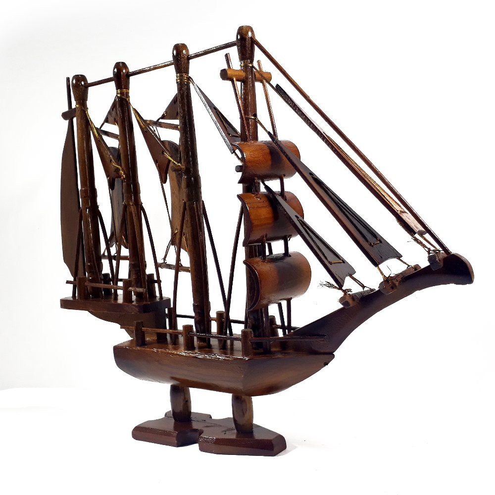 Jual Kapal Pinisi Perahu Layar Miniatur Pajangan Kerajinan Kayu Jati ...