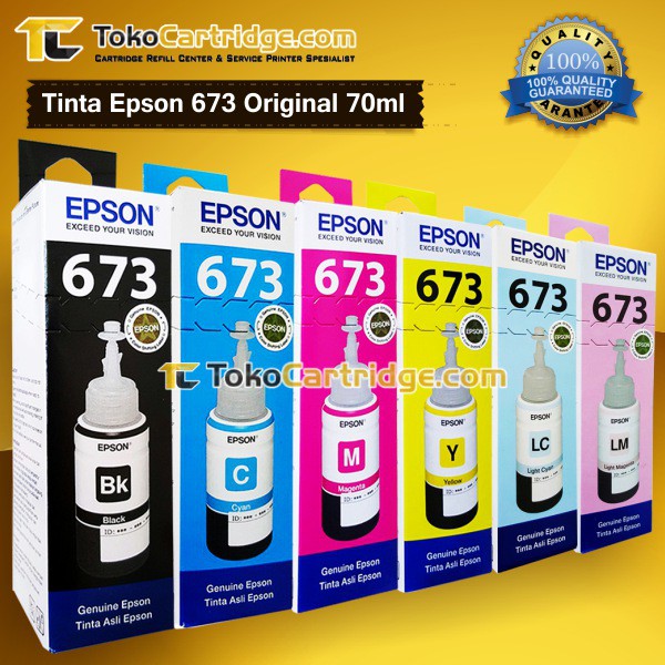 Jual Tinta Epson 673 T673 Original 1 SET Warna CMYK LC LM Refill Ink ...