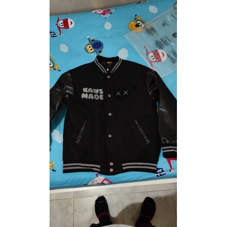 Jual Human Made Dry Alls x Kaws Varsity Jacket Black | Shopee Indonesia