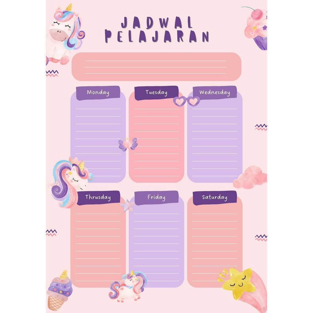 Jual Jadwal Pelajaran Sekolah Unicorn Poster Jadwal Sekolah | Shopee ...