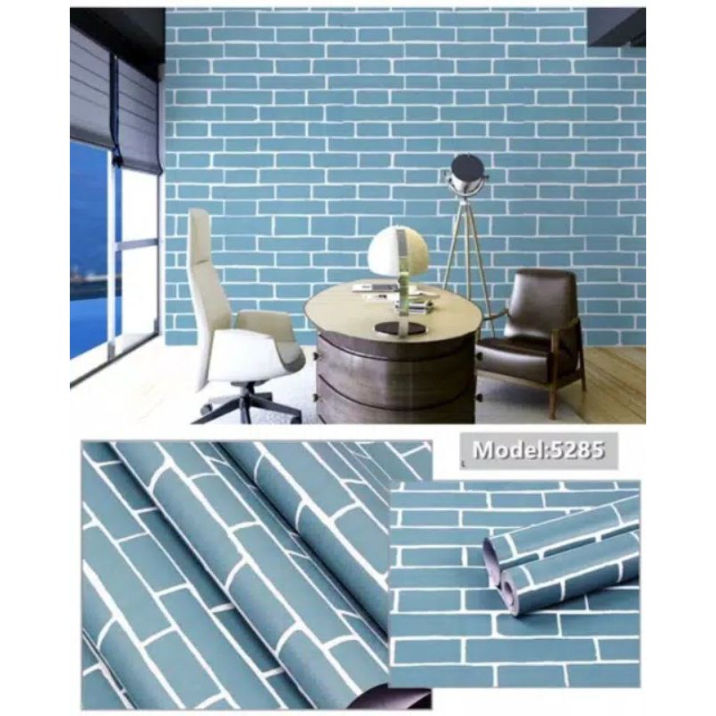 Jual Wallpaper Dinding Bata Biru Ukuran 45 Cm x 10 Meter Wallpaper ...