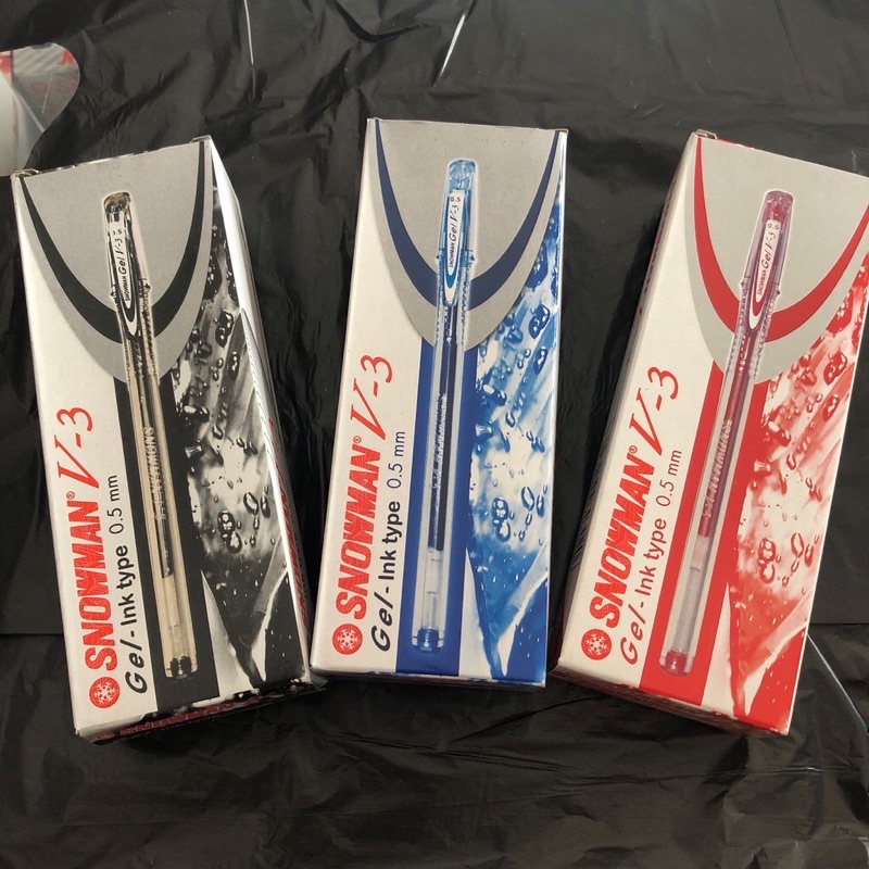 Jual [BOX 12 PCS] PULPEN SNOWMAN V-3 HITAM 0.5MM , PULPEN CAIR SNOWMAN ...