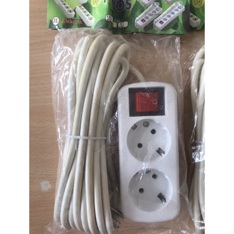 Jual stop kontak 2 L + kabel dan colokan(kabel 5 m) | Shopee Indonesia