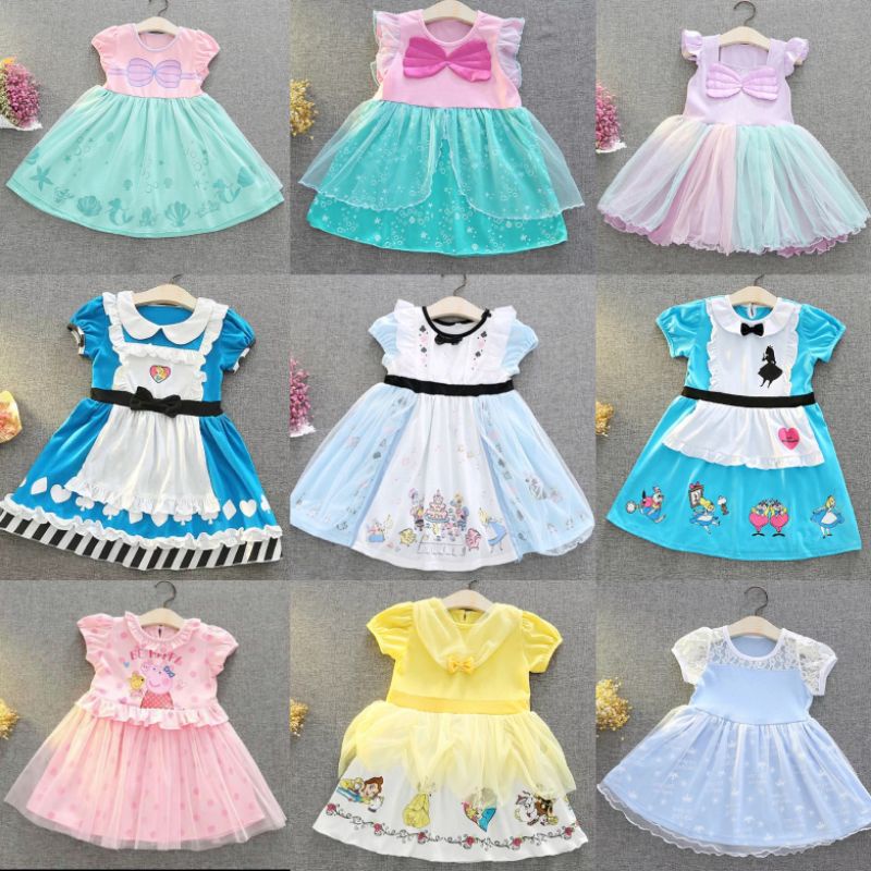 Jual Kostum disney princess dress ariel alice in wonderland casual kaos ...