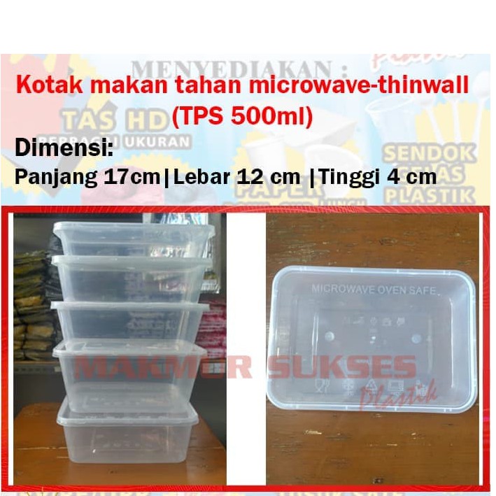 Jual Thinwall Rectangle Ecer 500 Ml Kotak Makan Plastik Bening Tahan