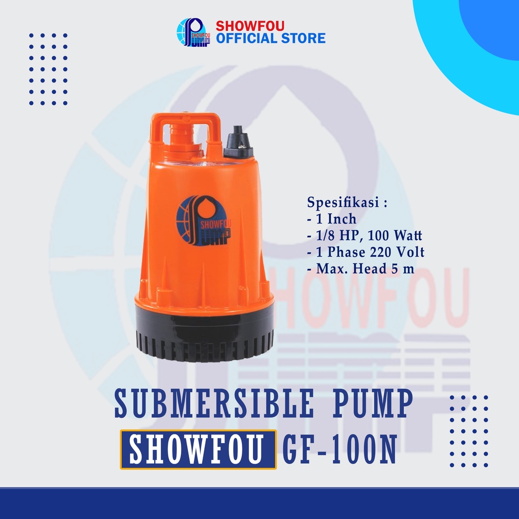 Jual SHOWFOU SUBMERSIBLE PUMP GF-100N 1/8 HP 1 Phase 100 Watt 1 Inch ...