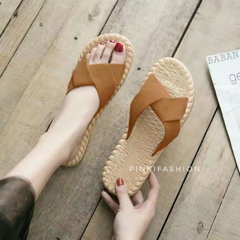 Jual Sendal Wanita Etnik Suede Kekinian | Shopee Indonesia