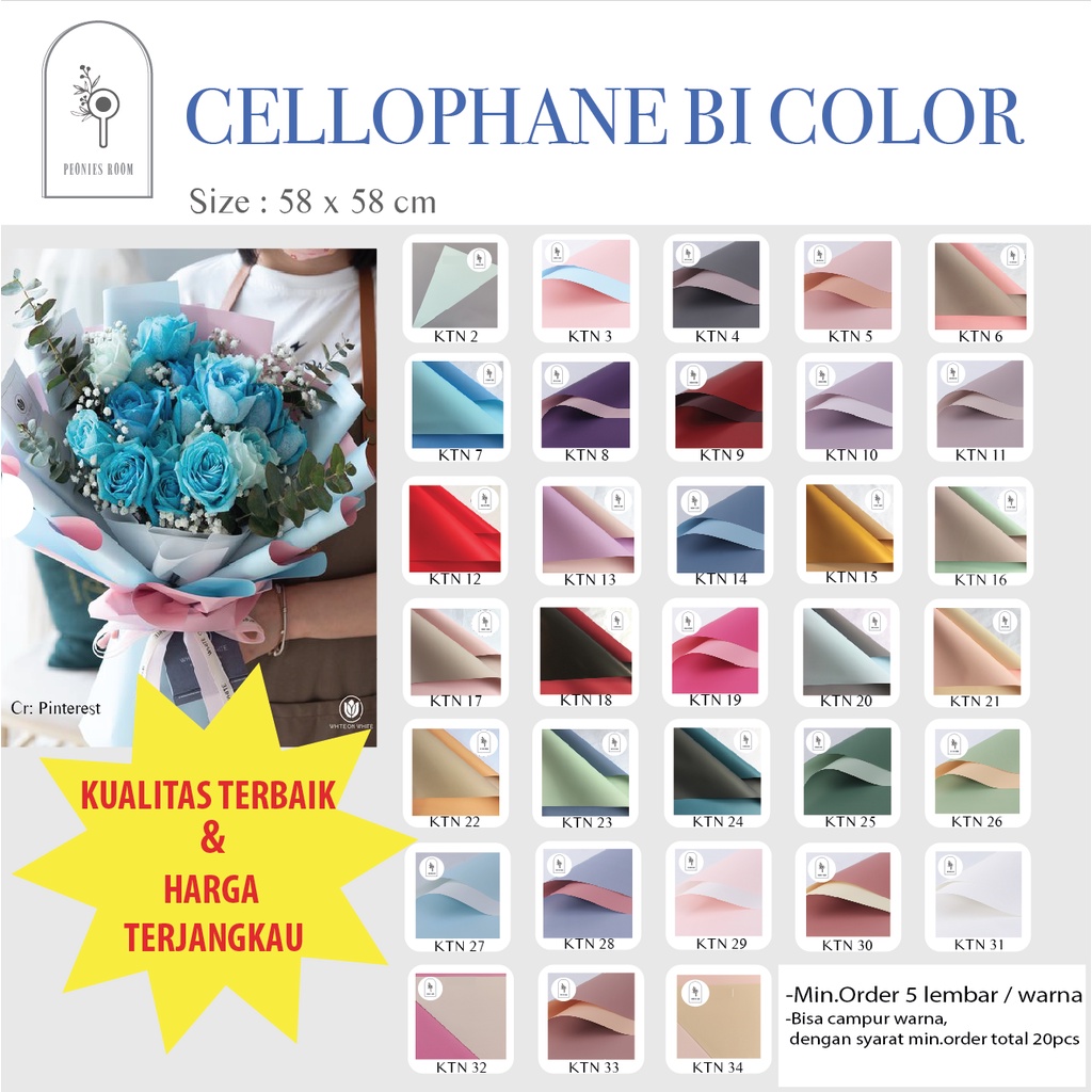 Jual KERTAS BUNGA FLOWER WRAPPING PAPER KERTAS CELLOPHANE BI COLOR ...