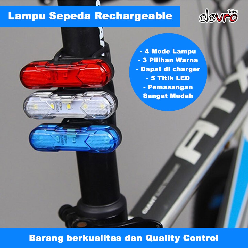 Jual Lampu Belakang Sepeda USB Rechargeable Bicycle Tail Light - Lampu ...