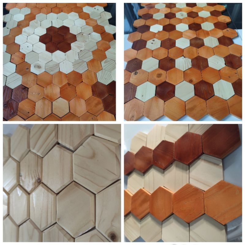 Jual rustik dinding kayu hexagonal panel dinding kayu hiasan ruang tamu ...