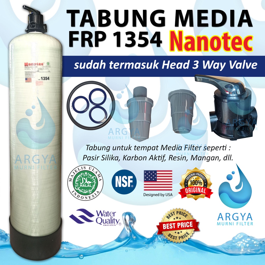 Jual Tabung Filter Media FRP 1354 Nanotec + Head 3 Way Valve | Shopee ...