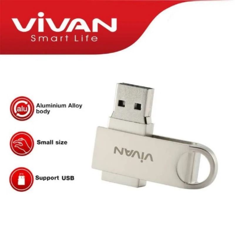 Jual Flashdisk VIVAN VF216 16GB with 360 Rotation Design Silver ...