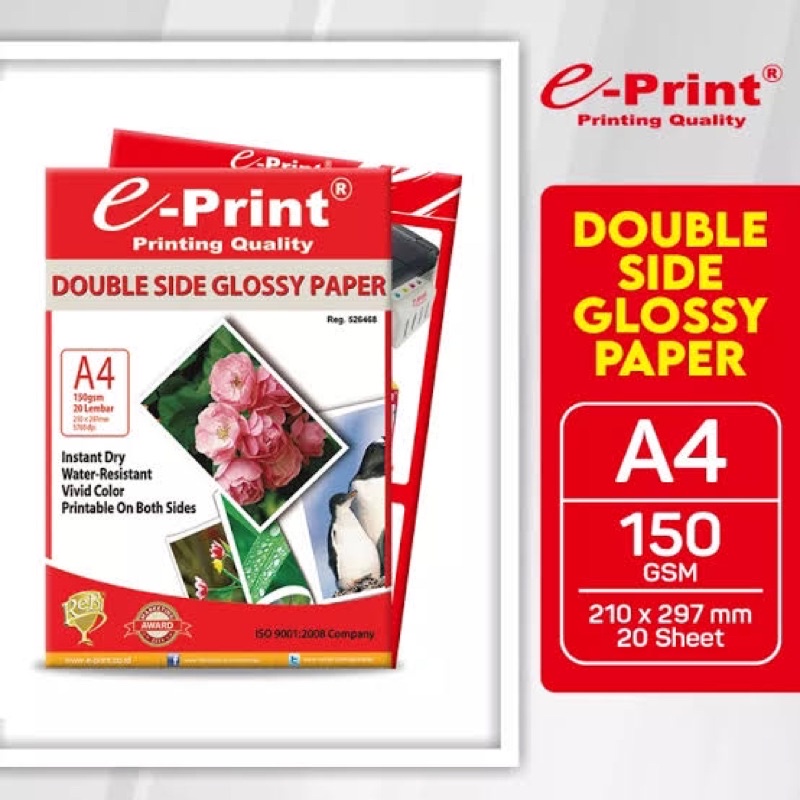 Jual EPRINT DOUBLE SIDE GLOSSY PAPER ISI 20 / KERTAS GLOSSY PRINT BOLAK ...