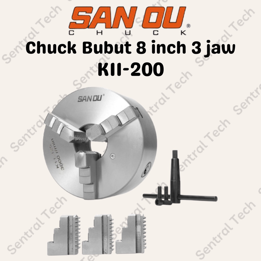 Jual Chuck Bubut 8" 3 Jaw / K11-200 Claw Bubut 3 Jaw / Catok Kepala ...