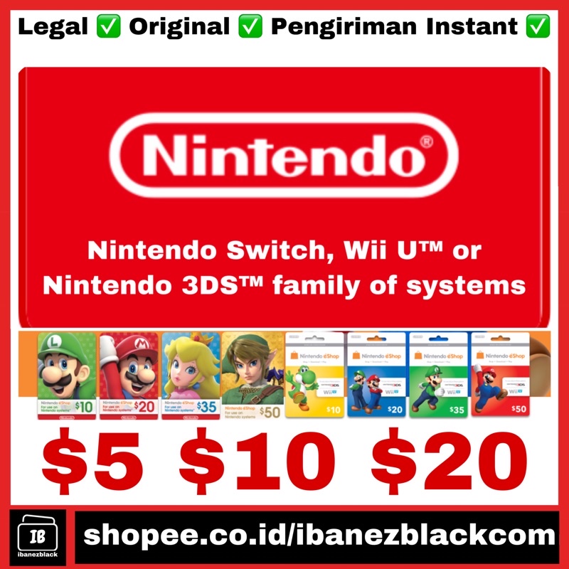 Jual Nintendo eShop Card $5 $10 $20 US Digital Code | Shopee Indonesia