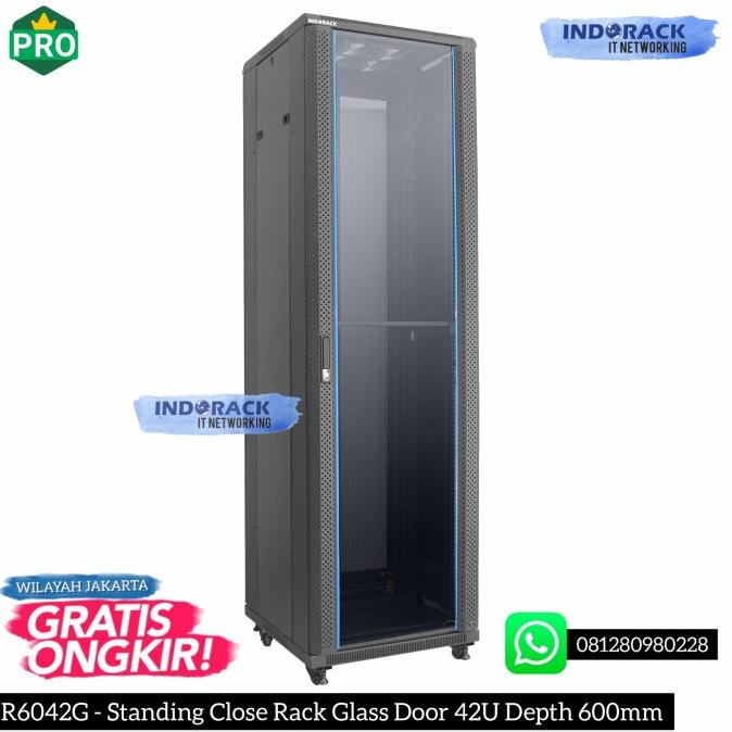 Jual Close Rack Indorack Glass Door Rak Server 42U Depth 600Mm Ir6042G ...