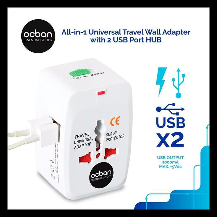 Jual Wajib Punya! Colokan Adaptor Travel Universal 2 USB Charger 150 ...