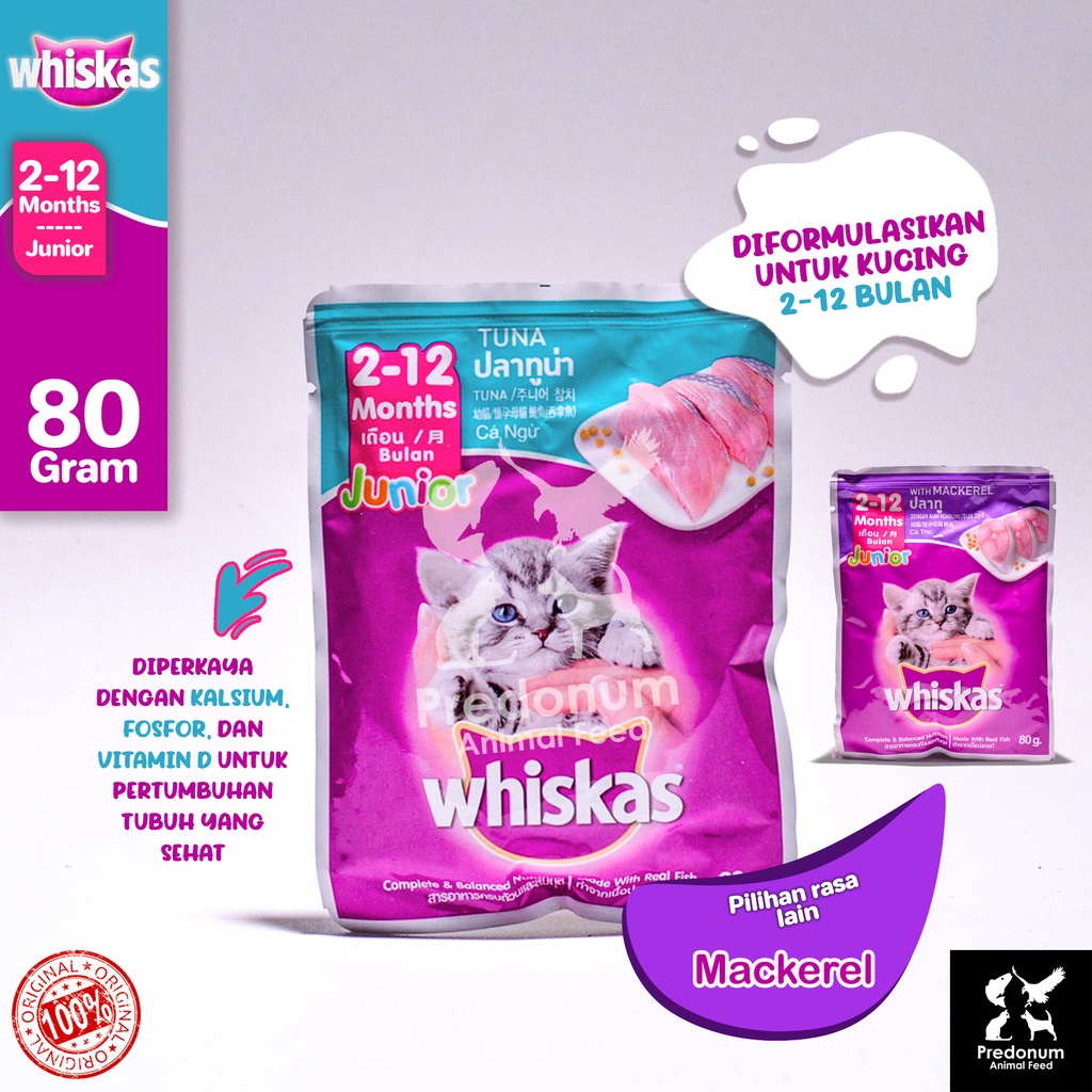 Jual Whiskas Junior Tuna Pouch 80g Makanan Basah Anak Kucing / Kitten ...