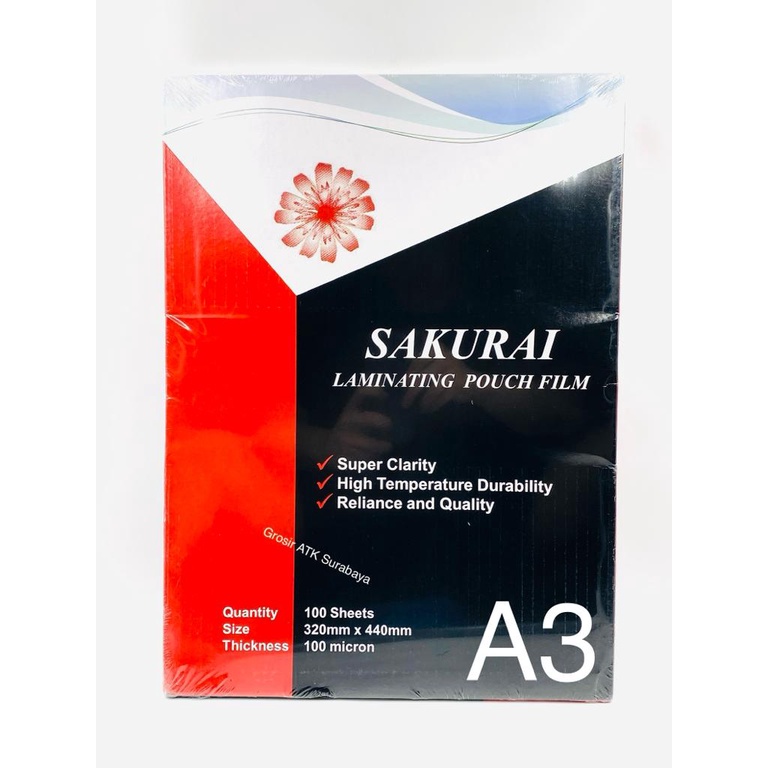 Jual Plastik Mika Laminating Film Sakurai A3 320 x 440 mm 100 micron ...
