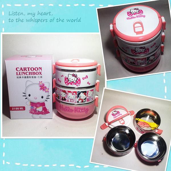 Jual rantang 3 susun stainless hello kitty / box makanan 3 susun ...