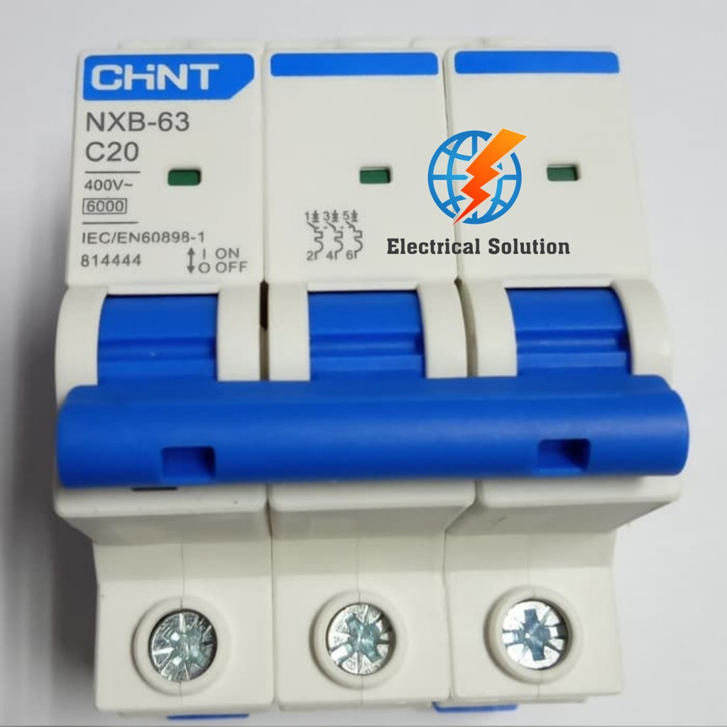 Jual MCB CHINT NXB-63 6KA 3PHASE 20A | Shopee Indonesia