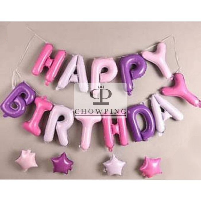 Jual SET Balon Foil Huruf Happy Birthday isi 13 huruf - PASTEL | Shopee ...