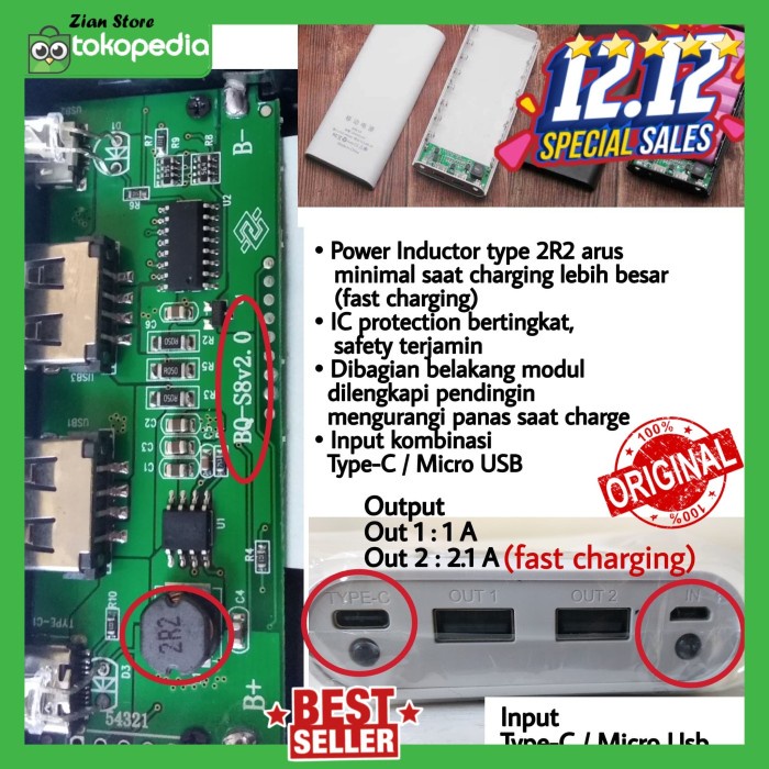 Jual Modul Mesin Case Power Bank Powerbank USB Type C 2 Output LCD ...
