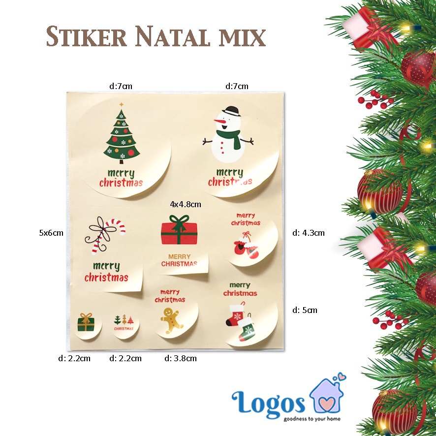 Jual Stiker Natal Mix Christmas gift sticker label kemasan box ucapan ...