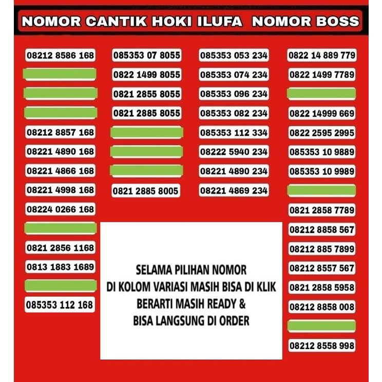 Jual NOMOR CANTIK HOKI 168 - NOMOR CANTIK ILUFA 168 - NOMOR CANTIK 234 ...