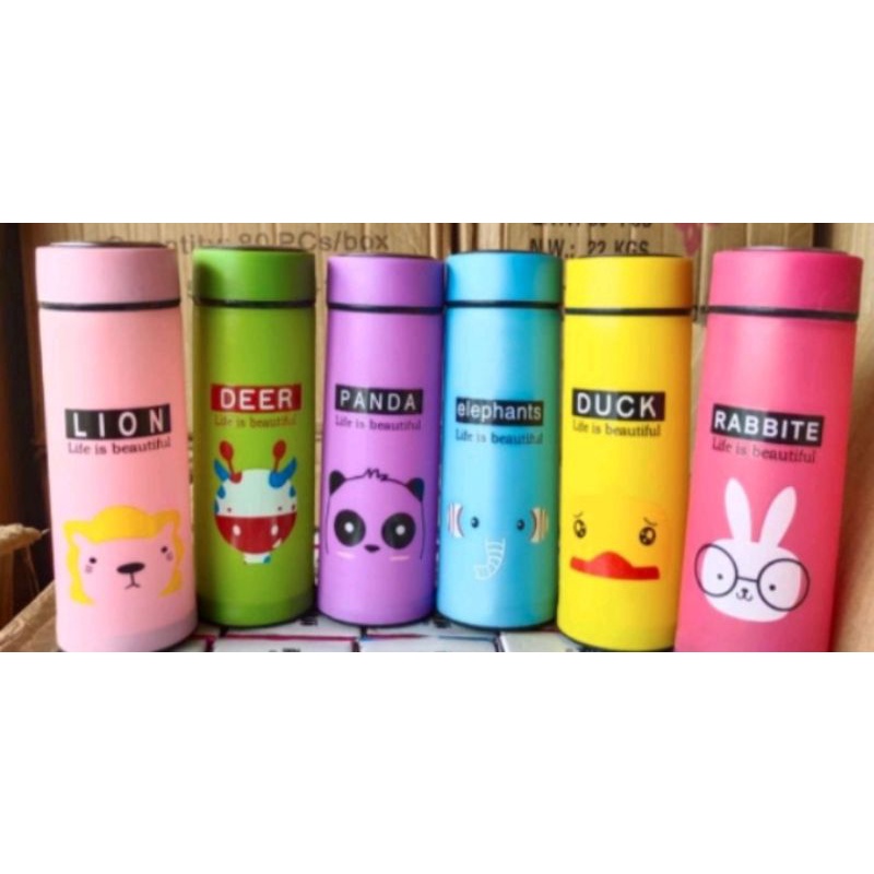 Jual Botol minum kaca karakter animal/botol minum anak lucu | Shopee ...