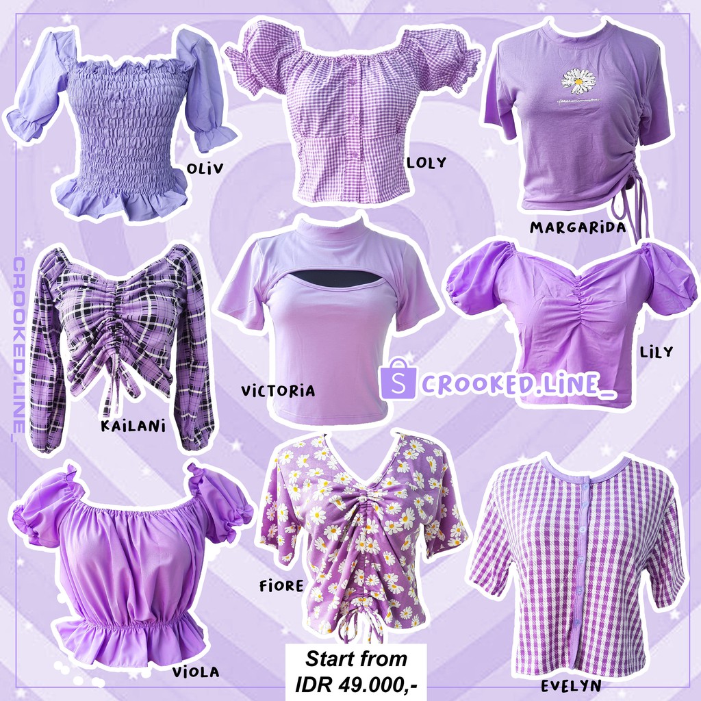 Jual LILAC TOP LILAC SABRINA KOREAN LILAC LAVENDER TOPS LAVENDER ...