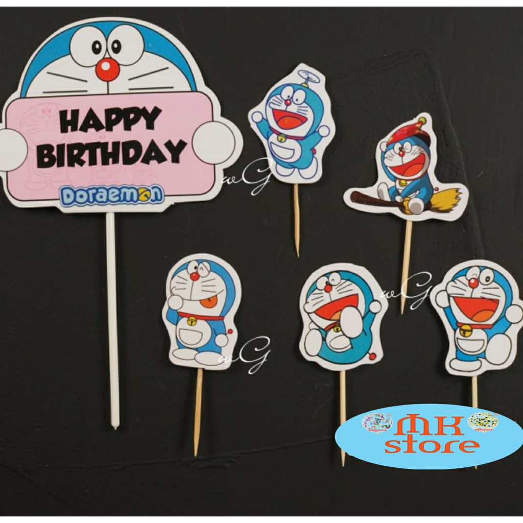 Jual Cake Topper Happy Birthday / Cake Topper Doraemon 1 Set | Shopee ...