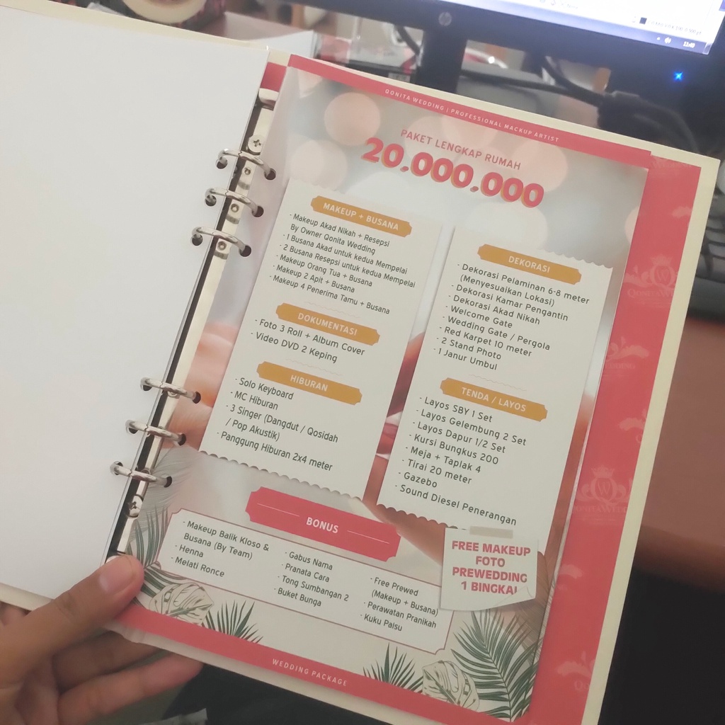 Jual Binder Clip Custom Pricelist Buku Menu Journal 20x28cm Ring 6 ...