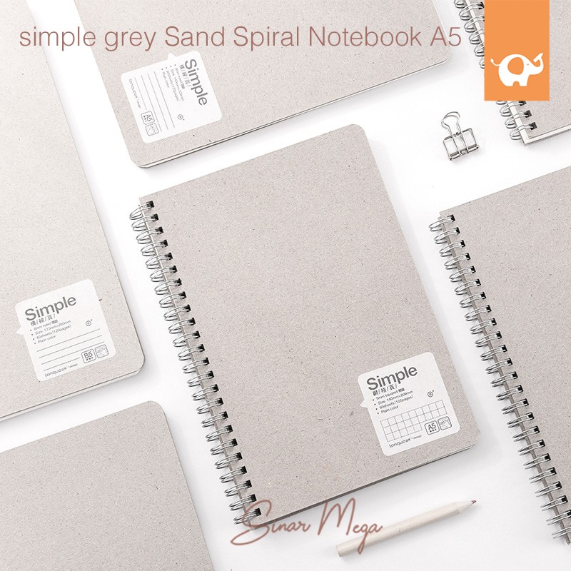 Jual Simple Grey Sand Loose Leaf Buku NOTEBOOK Spiral A5 60 Lembar ...