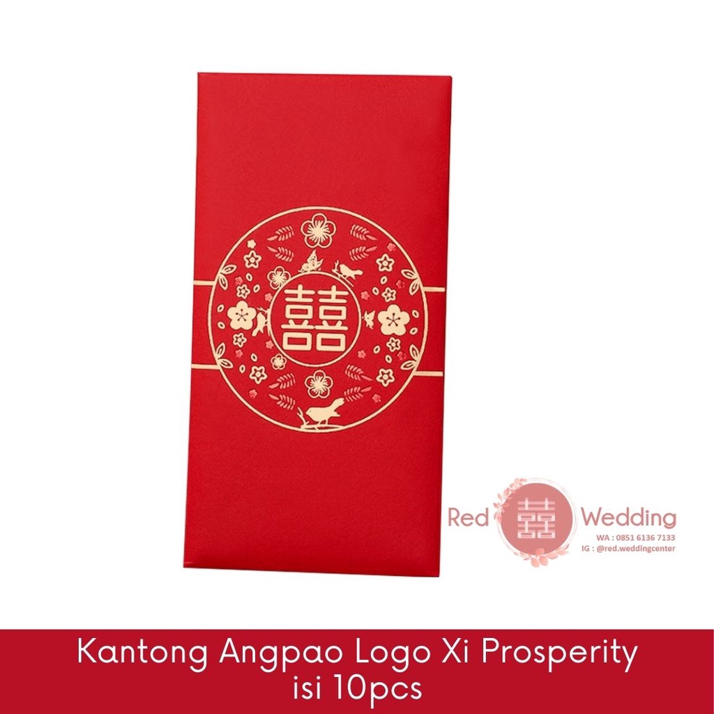 Jual Kantong Amplop Angpao Wedding Logo Xi Prosperity Merah Premium ...