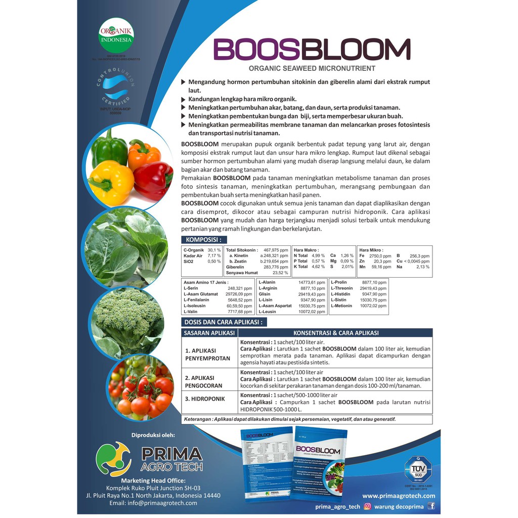 Jual Boosbloom 100gr - Seaweed Organic Fertilizer By Prima Agro Tech | Shopee Indonesia