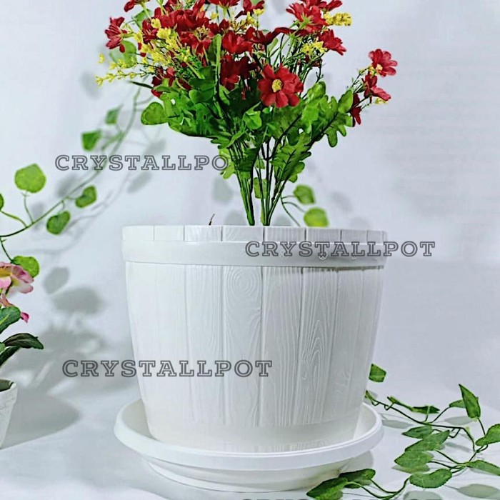 Jual pot bunga tanaman motif gentong kayu putih 26cm - lovenia 32 ...